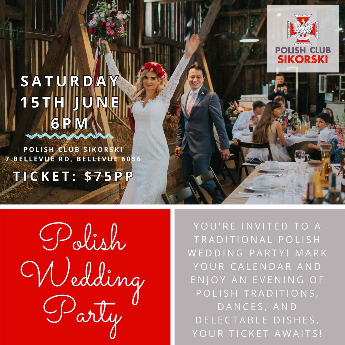 Traditional Polish Wedding Saturday 15 June 2024 at 6 PM – Sikorski